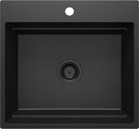 Deante Magnetic, 1-komorový granitový dřez 560x520x220mm, grafitová metalíza, DEA-ZRM_G10A