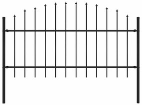 Zahradní plot Woerden s kopím nahoře ocelový 170 x 125 cm černý 144942