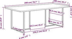 vidaXL Marketos Jídelní stůl 200 cm hrubé mangovníkové dřevo