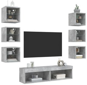 8dílná obývací stěna s LED betonově šedá kompozitní dřevo - Default Title
