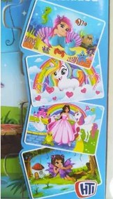 Dřevěné puzzle Víly a jednorožci 4x12 dílků / Puzzle / dřevěné / 17 x