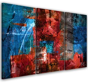 Obraz na plátně třídílný, Červená ruka -nakládaná abstrakce - 90x60 cm