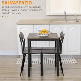 HOMCOM 5-dílná jídelní souprava se 1 obdélníkovým stolem 100x63x76.5 cm a 4 židlemi 45x40x82 cm, v kovu a MDF, černá a hnědá
