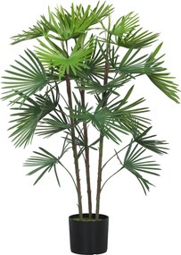 HOMCOM Umělá palma 90 cm se 24 zelenými plastovými listy a květináčem Ø16,5x13,5 cm