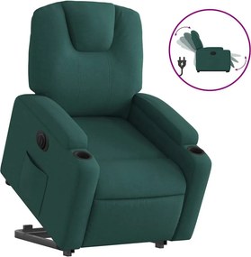 Elektrické zvedací polohovací křeslo tmavě zelené textil 3204398