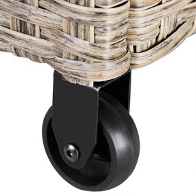 Zahradní úložný box, polyratan, kolečka, 117 x 53 x 60 cm, krémový 106707
