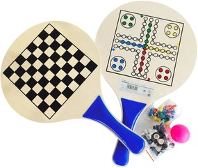 Acra DŘEVO Soubor her Plážový soft tenis / Šachy / Dáma / Člověče, nezlob se! 4v1