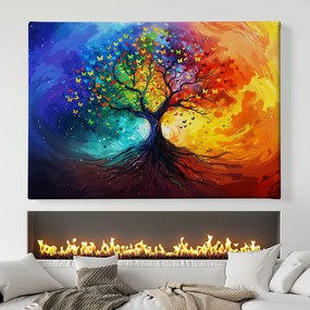 Obraz na plátně - Strom života Motýlí seance FeelHappy.cz Velikost obrazu: 180 x 120 cm