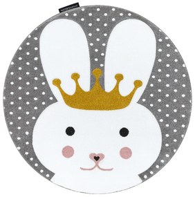 Dywany Łuszczów, Dětský kusový koberec Petit Bunny grey kruh, 160x160 (průměr) kruh, šedá, dětský pokoj