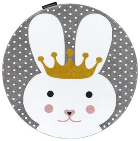 Dywany Łuszczów, Dětský kusový koberec Petit Bunny grey kruh, 160x160 (průměr) kruh, šedá, dětský pokoj