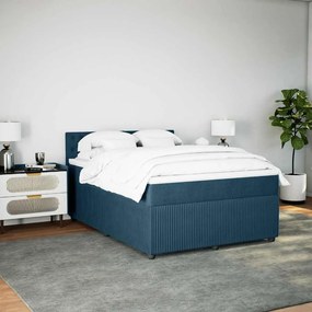 Box spring postel s matrací modrá 140 x 200 cm samet 3287774