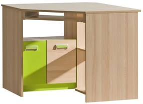 MAXIVA Rohový psací stůl - LORENTO L11, jasan/zelená