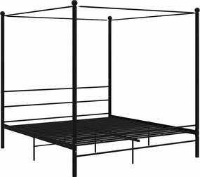 Rám postele s nebesy černý kovový 200 x 200 cm 325069