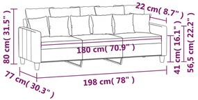 3místná pohovka světle žlutá 180 cm textil - Default Title