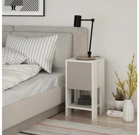 Asir | Noční stolek EMA 55x30 cm bílá/béžová | AS0641