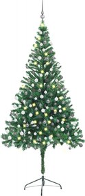 vidaXL Umělý vánoční stromek s LED a sadou koulí 210 cm 910 větviček [3077495] Barva: Bílo-zlatá