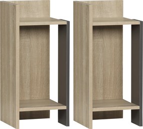 HOMCOM Šedý moderní noční stolek s otevřenou policí, sada 2 kusů z dřevotřísky pro ložnici a obývací pokoj, 27x25x60 cm | Aosom