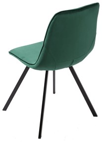 Sametová jídelní židle Holandia, smaragdově zelená