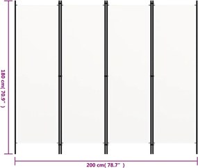 4dílný skládací paraván bílý 200 x 180 cm 320719
