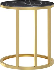 Odkládací stolek zlatý a černý mramor 45 cm tvrzené sklo 331663