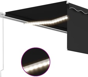 Ručně zatahovací markýza s roletou a LED 4,5 x 3 m antracitová 3069324