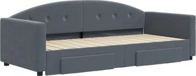 Válenda s přistýlkou a zásuvkami tmavě šedá 90 x 200 cm samet 3197350