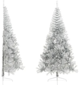 344699 vidaXL Umělý poloviční vánoční stromek se stojanem stříbrný 240 cm PET