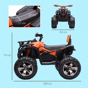 HOMCOM dětské vozidlo 12V s funkcí jízdy vpřed a vzad, hudební přehrávač MP3, světlomety, 3-8 km/h, 3-5 let, oranžová barva