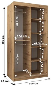 Zrcadlová skříň DONICELA 2 - 100 cm, bílá