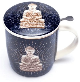 Milujeme Kameny Hrnek s víčkem a sítkem - Buddha - porcelán