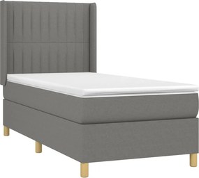 Box spring postel s matrací a LED tmavě šedá 90x190 cm textil 3138998