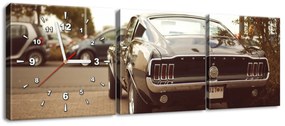 Gario Obraz s hodinami Ford Mustang, 55laney69 - 3 dílný Rozměry: 90 x 30 cm