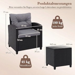 Costway 3 KS. Ratanový set zahradního nábytku balkonový nábytek se 2