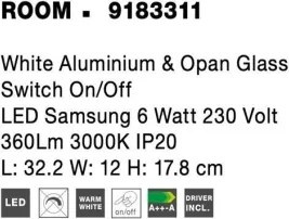 Nástěnné LED svítidlo NOVA LUCE ROOM 6W 3000K s odkládací poličkou 9183311