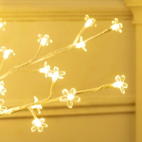 HOMCOM Umělý strom, umělý sakurovník, s 120 LED, 3 úrovně jasu, teplá bílá, realistická kůra, 21 x 150 cm