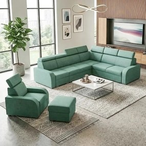 Sedací souprava OSLO L + křeslo + taburet | 315x250 | rozkládací + 2x úložný prostor | VÝBĚR TKANIN