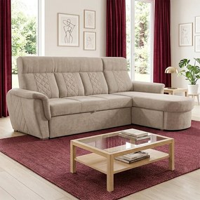 Sedací souprava BOSTON 255x175 cm | EXTRA VYSOKÝ sedák a záda | rozkládací s úložným prostorem | béžová