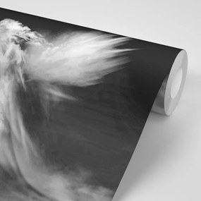Samolepící tapeta černobílá podoba anděla v oblacích
