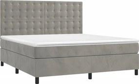 Box spring postel s matrací světle šedá 180x200 cm samet 3143277