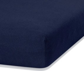 Tmavě modré napínací froté prostěradlo 240x220 cm Ruby – Restilo