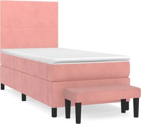 Box spring postel s matrací růžová 80 x 200 cm samet 3137694