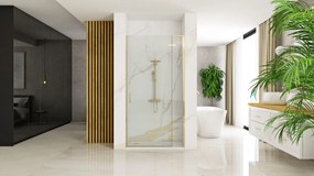 Jednokřídlé sprchové dveře REA HUGO 80 cm + stěnový profil s magnetickým těsněním, zlaté kartáčované