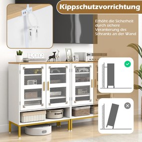 Costway Moderní dřevěná skříňka na boty se síťovými dvířky, kovovými nohami