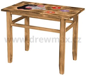 Drewmax AD232 - Jídelní stolek s obrázkem z masivní borovice 63x35x48cm