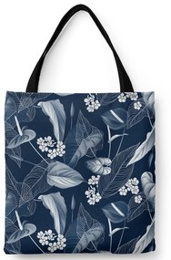 Nákupní taška Bílo-modrá květinová kompozice - motiv inspirovaný přírodou