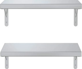 Nástěnné police 2 ks 50 x 23,5 cm stříbrné nerezová ocel 3214510
