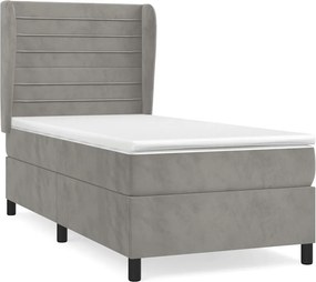 Box spring postel s matrací světle šedá 100x200 cm samet 3129255