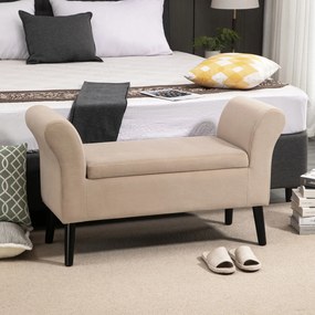 HOMCOM Lavice do obývacího pokoje Moderní čalouněná lavice s úložným prostorem, sametový polyester, kaučukové dřevo, područky, 115.5x43.5x66cm| Aosom