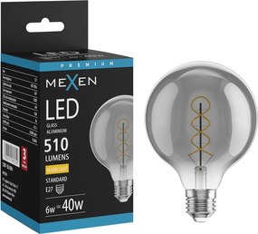 Mexen Vintis, LED žárovka spirála E27, G95, 6W, Teplá - 2700K, 510 lm, kouřová - L167-E27-0627-70