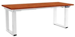 Výškově nastavitelný stůl OfficeTech Strong 180 x 80 cm, bílá podnož, třešeň